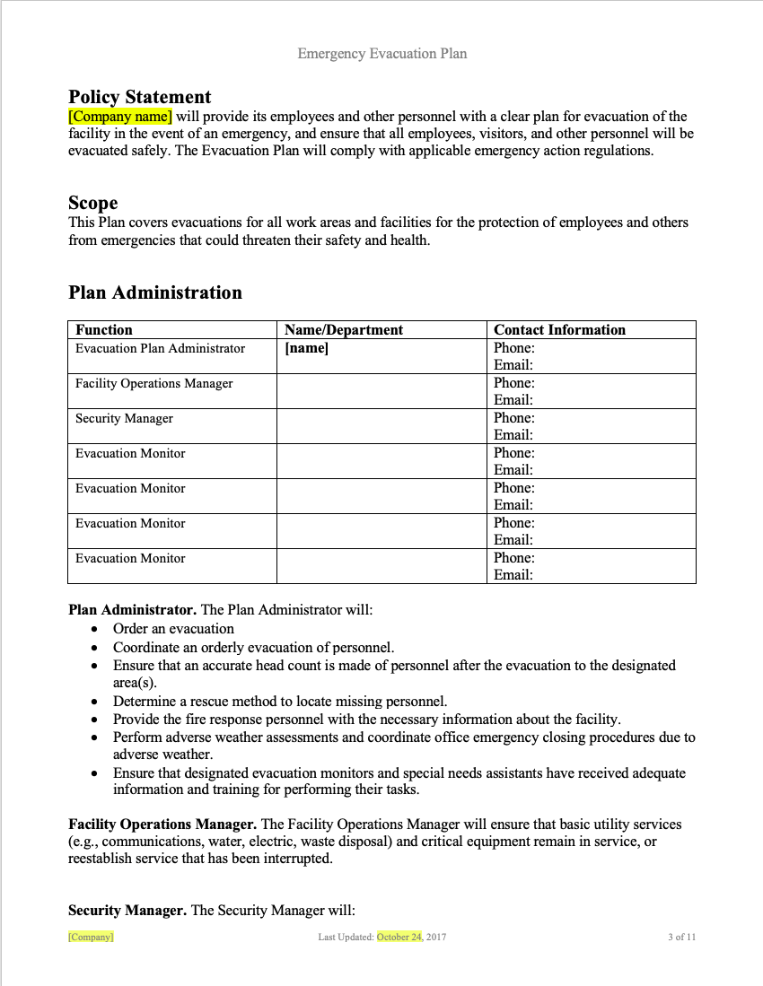 Emergency Action Plan (EAP)