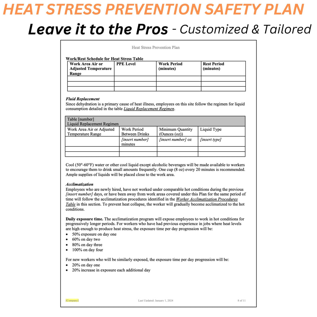 Heat Stress Prevention Safety Plan